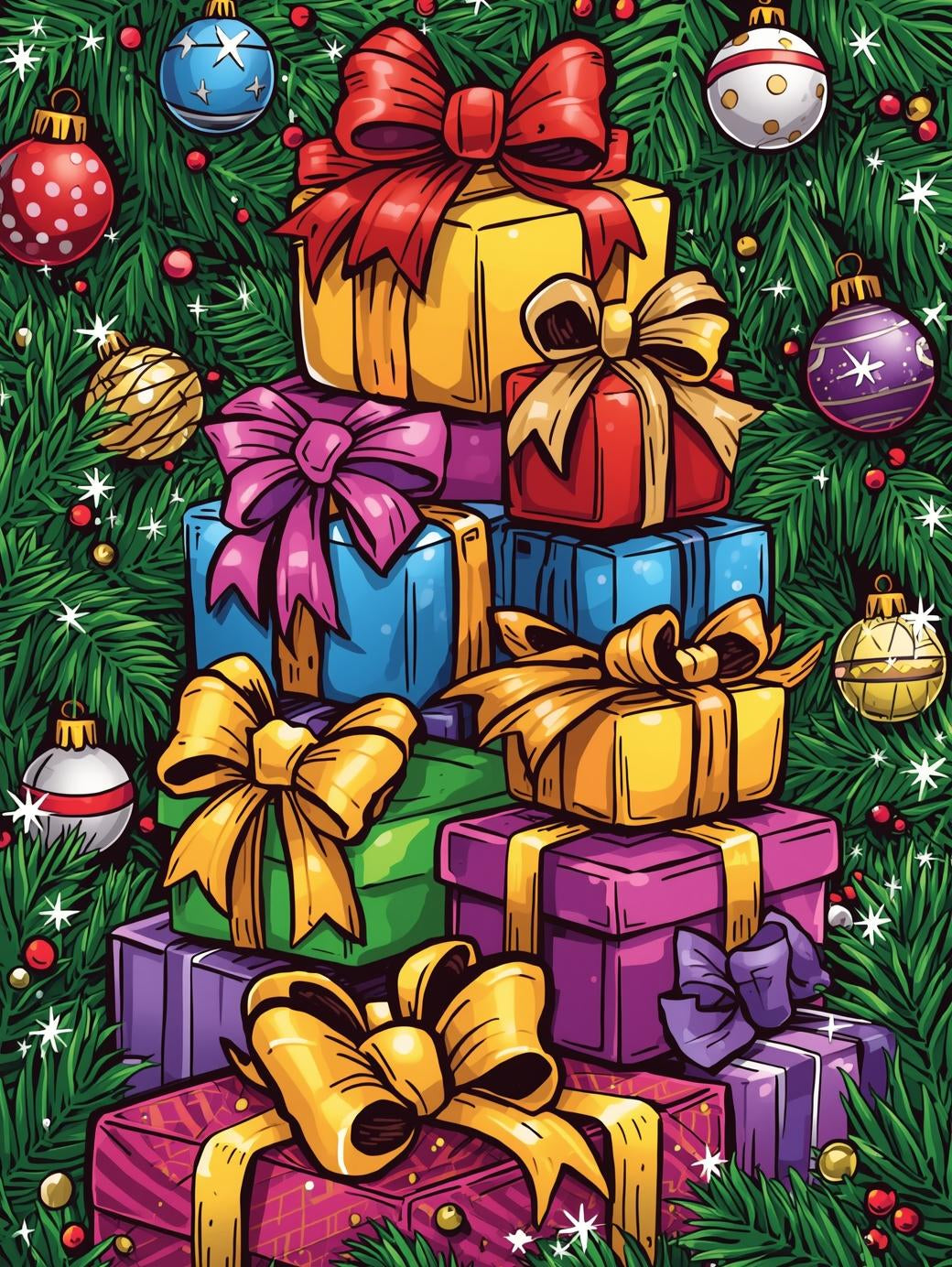 Tower of Gifts (FD+AB+Crystal) 60x80cm 🔘🔲 – Sunshine Dots Art