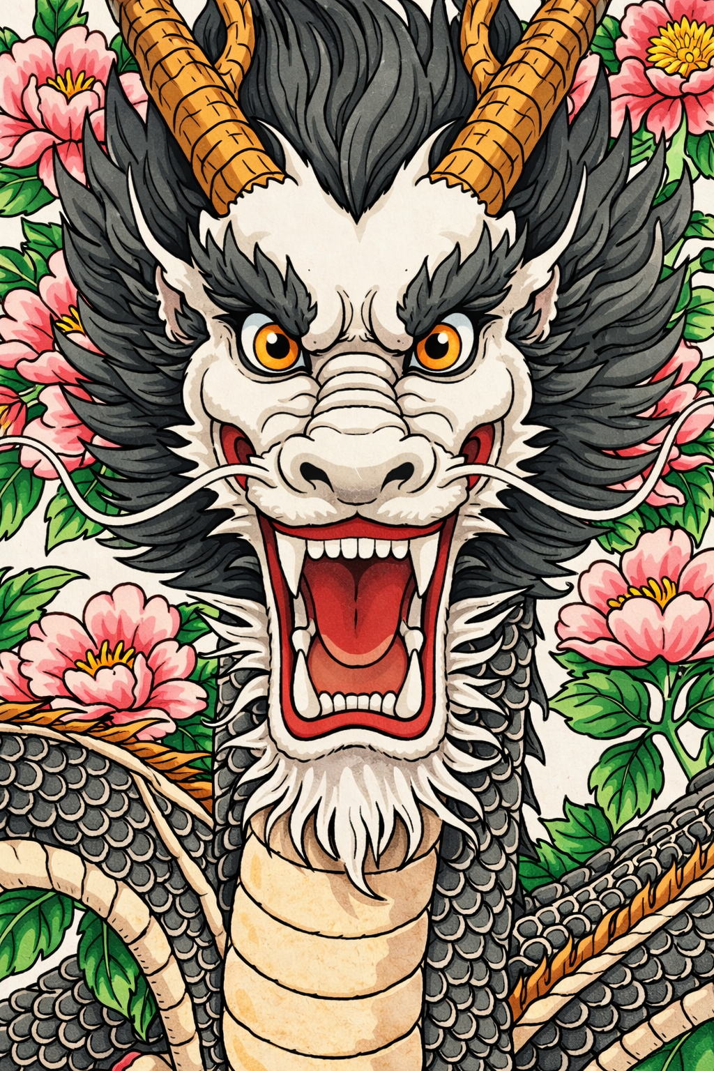 Roaring Dragon Bloom (FD+AB+Crystal) 60x75cm 🔘🔲 – Sunshine Dots Art